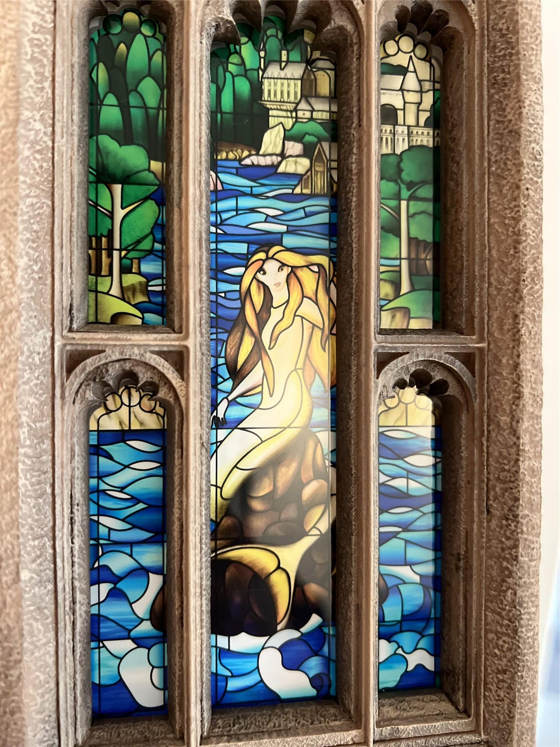 30cm Large Mermaid Stained Acrylic Resin Figurine Hand-painted Wall ...