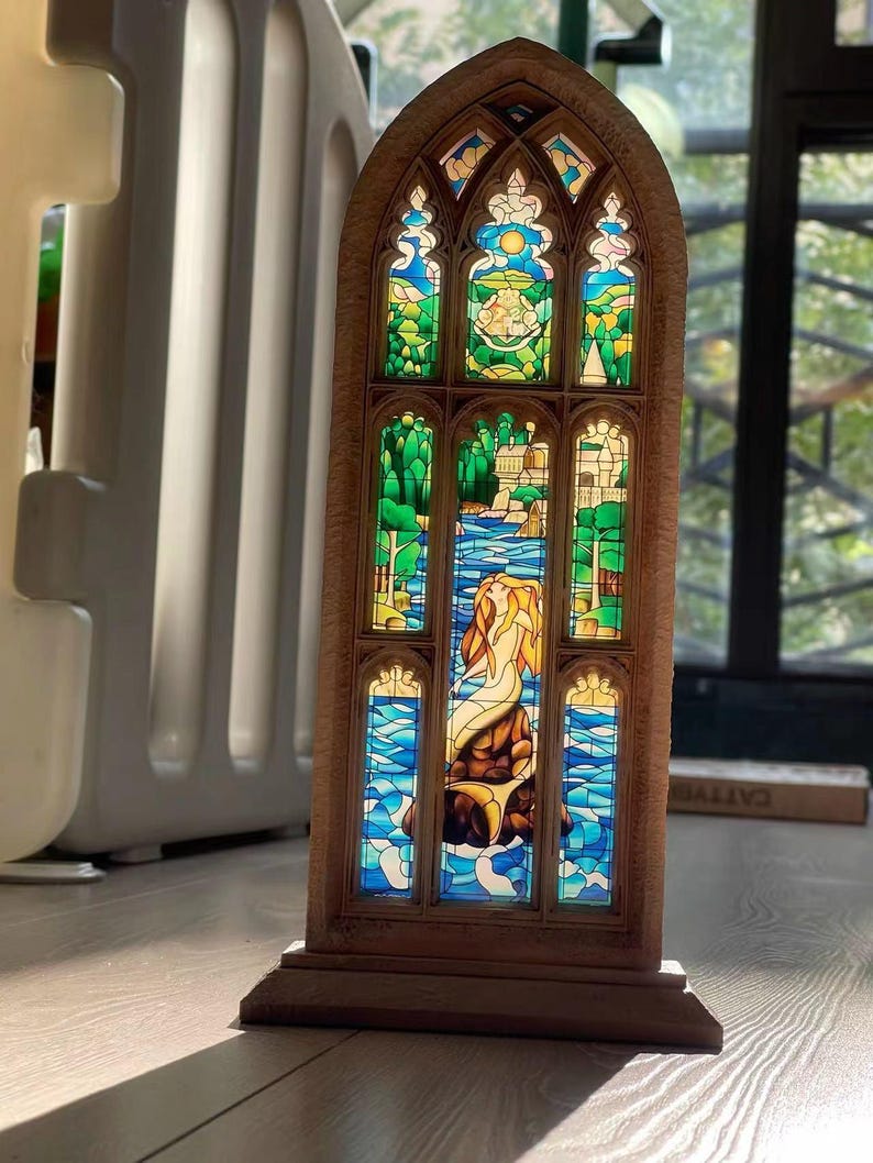 30cm Large Mermaid Stained Acrylic Resin Figurine Hand-painted Wall ...