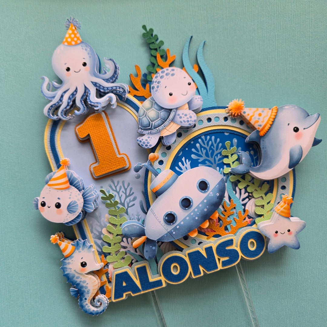Sea Animals Cake Topper, Sea Animals Birthday Party, Sea Animal ...