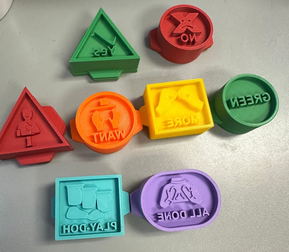 AAC Core Word Play-doh Stencils &amp; Stamps - Etsy