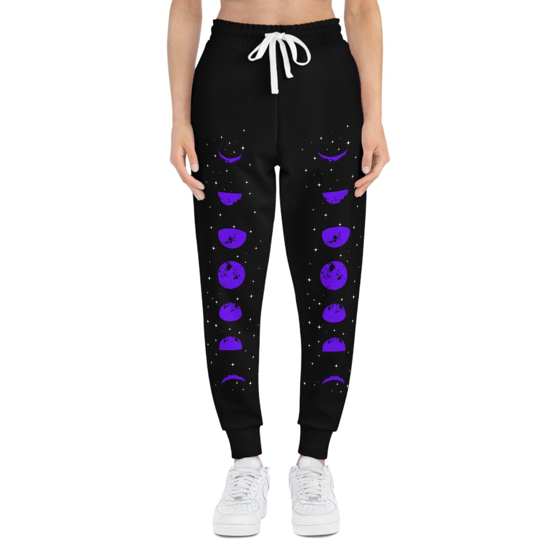 Lunar Glow Athletic Joggers: Purple Moon Phases Celestial Workout ...