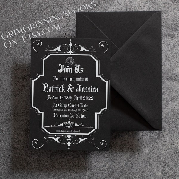 Vintage Goth Wedding Invite Template - Etsy
