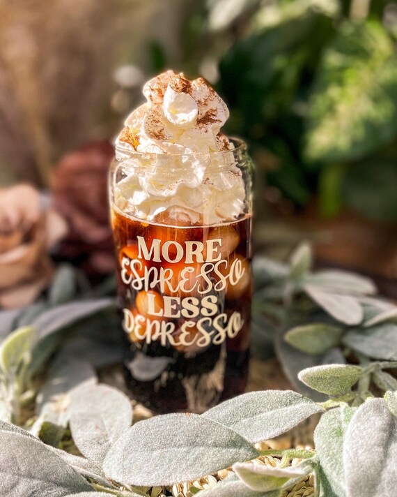 Kitchen & Dining Drink & Barware More Espresso less depresso Glass cup ...