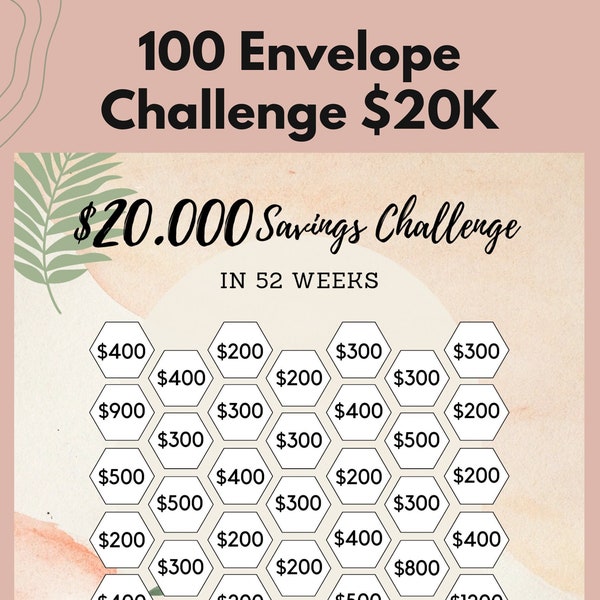 20000 Savings Challenge - Etsy