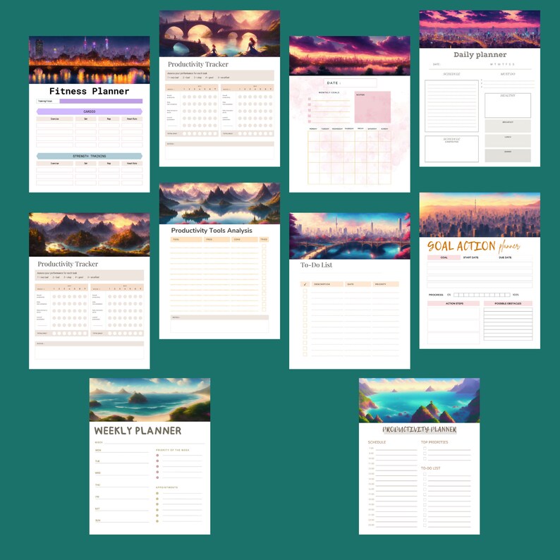 Illustrated Landscape Digital Planner for Productivity - Etsy