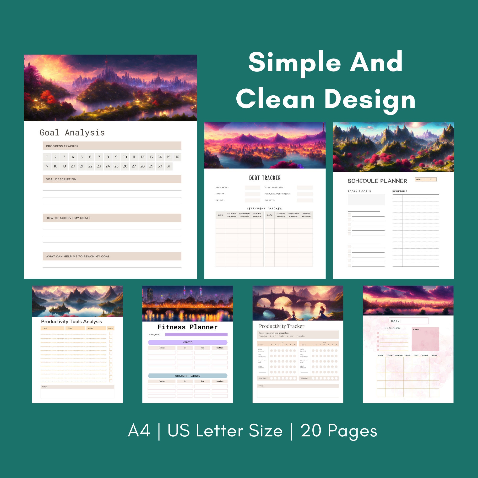 Illustrated Landscape Digital Planner for Productivity - Etsy