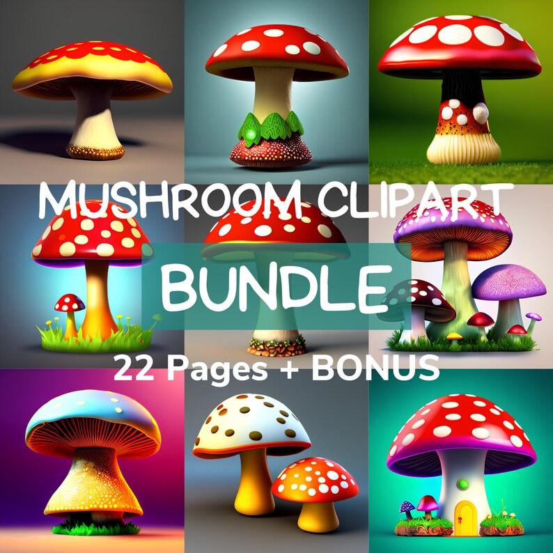 Mushroom Clip Art, Mushroom Clipart Bundle, Clipart for Commercial Use ...