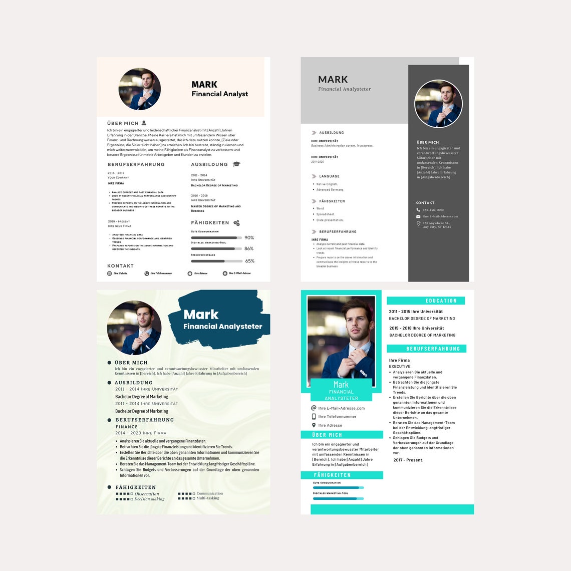CV Template German, Lebenslauf Vorlage Deutsch, Bewerbungsvorlage ...