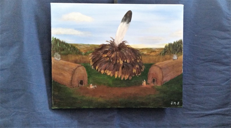 ORIGINAL Native Landscape, Seneca Gustoweh and Village Onto 16X20 ...