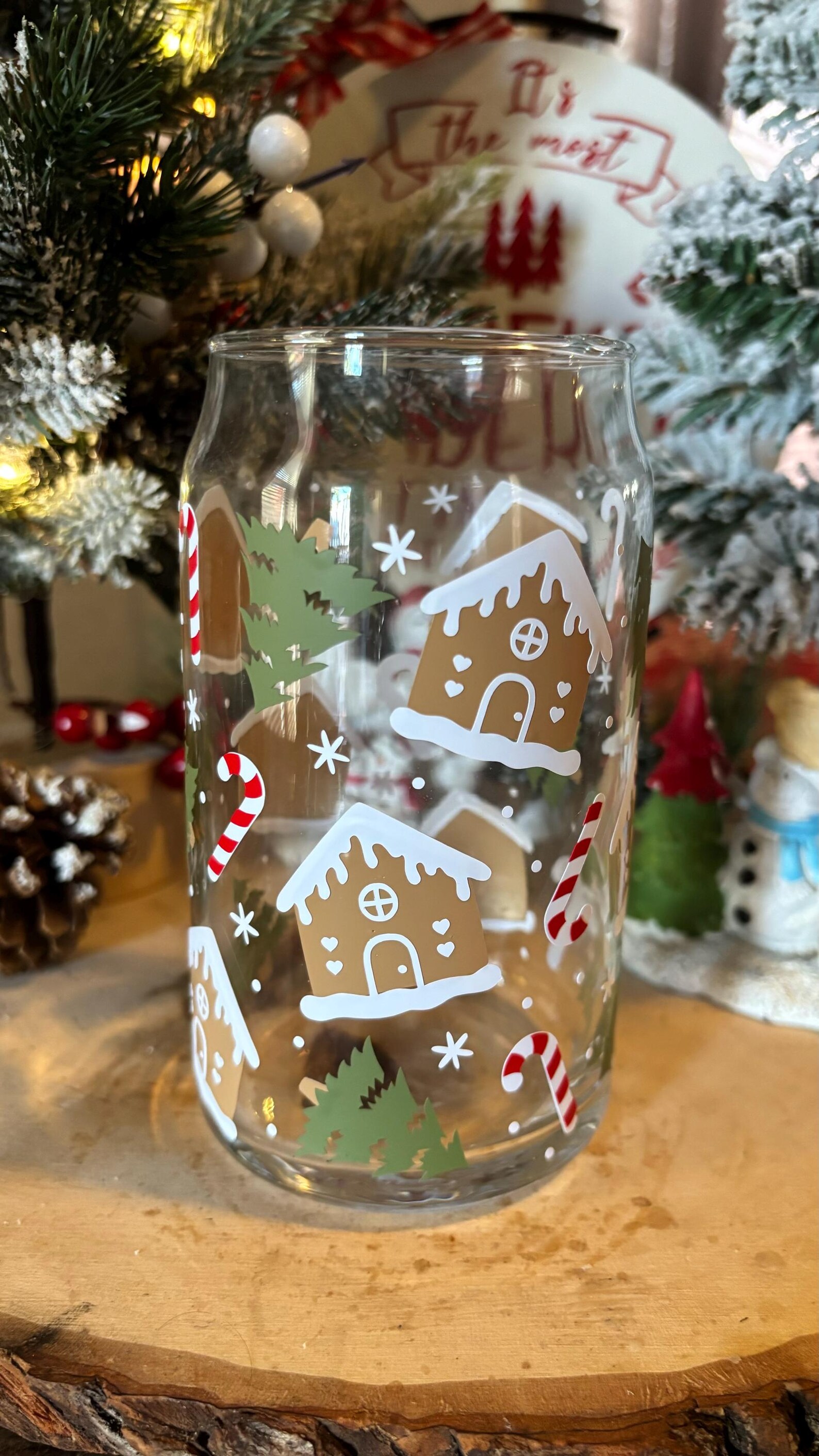 Christmas Gingerbread House Glass Cup - Etsy