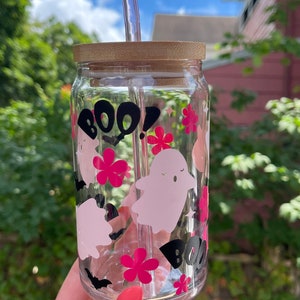 Boo Pink Ghost Halloween Glass Cup - Etsy