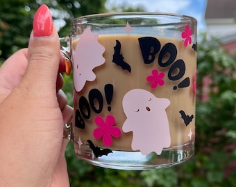 Boo Pink Ghost Halloween Glass Cup - Etsy