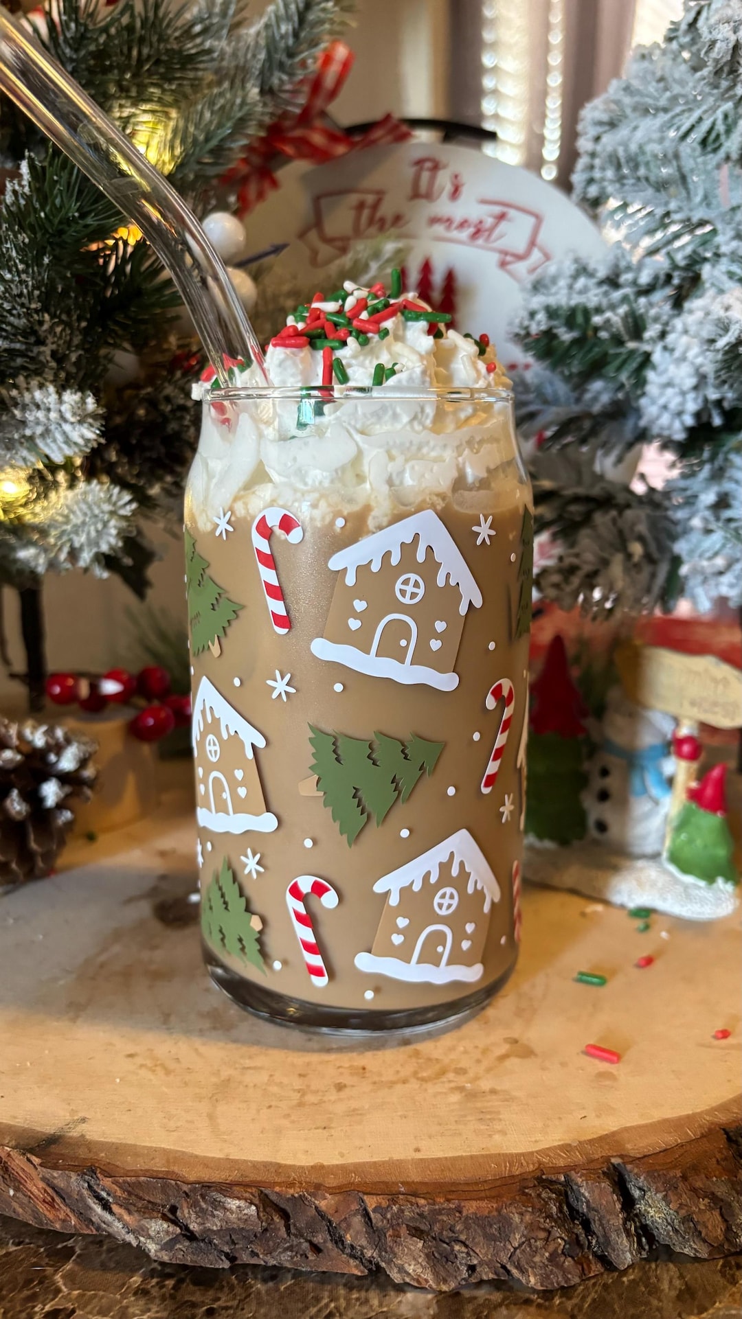 Christmas Gingerbread House Glass Cup - Etsy