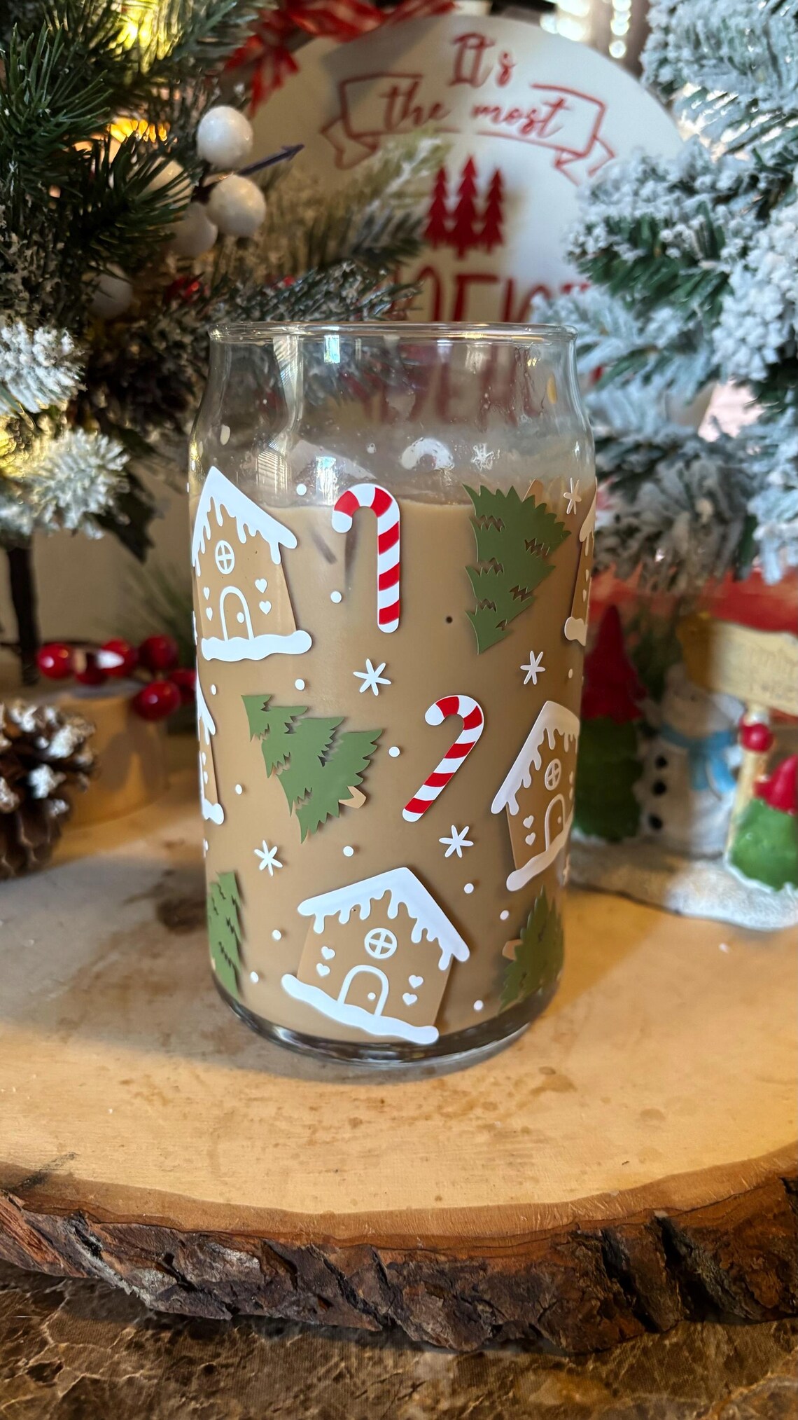 Christmas Gingerbread House Glass Cup - Etsy