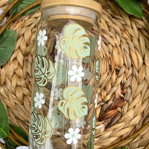 Monstera Daisy Glass Cup - Etsy