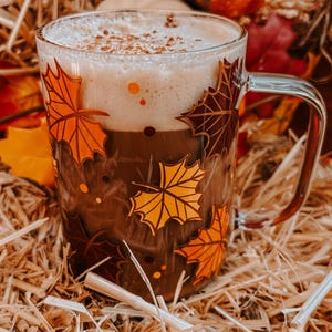 Fall Leaves Glass Mug - Etsy