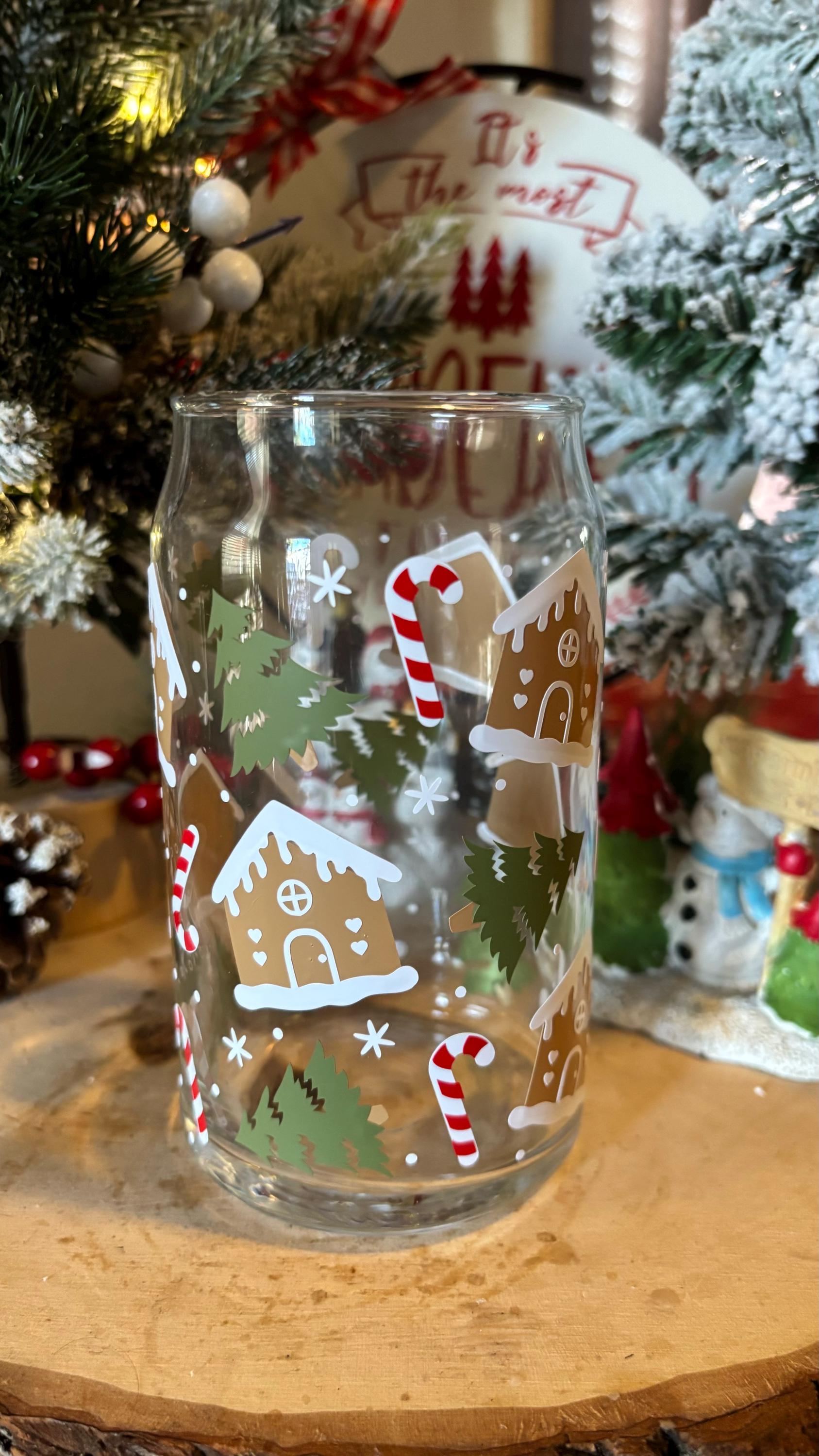 Christmas Gingerbread House Glass Cup - Etsy