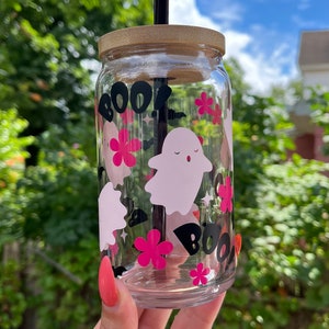 Boo Pink Ghost Halloween Glass Cup - Etsy