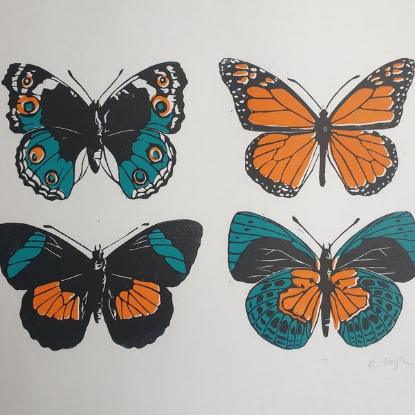 Butterfly Linocut - Etsy UK