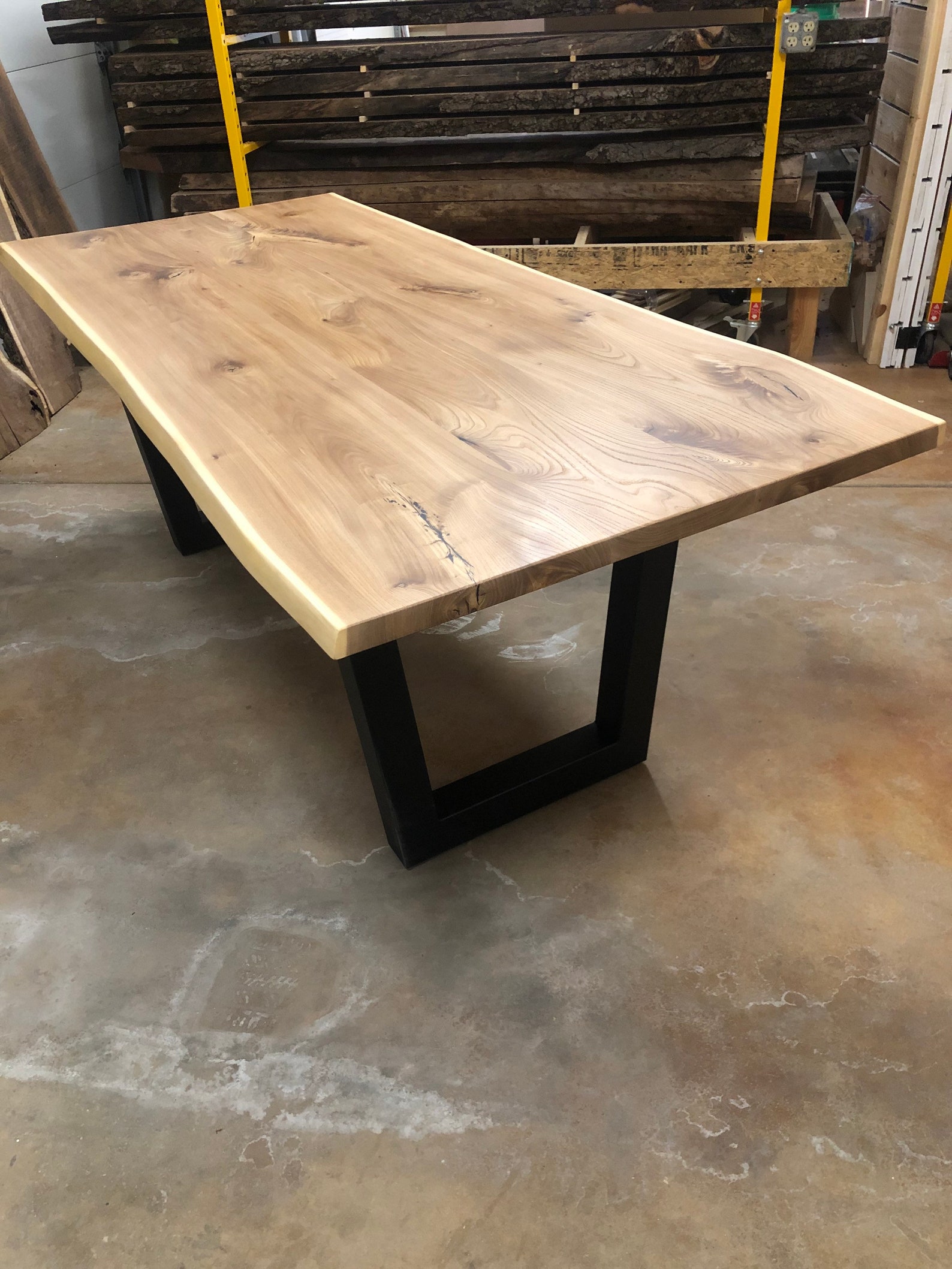 Dutch Elm Live Edge Dining Table With Steel Trapezoid Legs or - Etsy