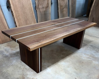 3/3 Black Walnut Coffee Table W/ Cherry & Oak Inlays - Etsy