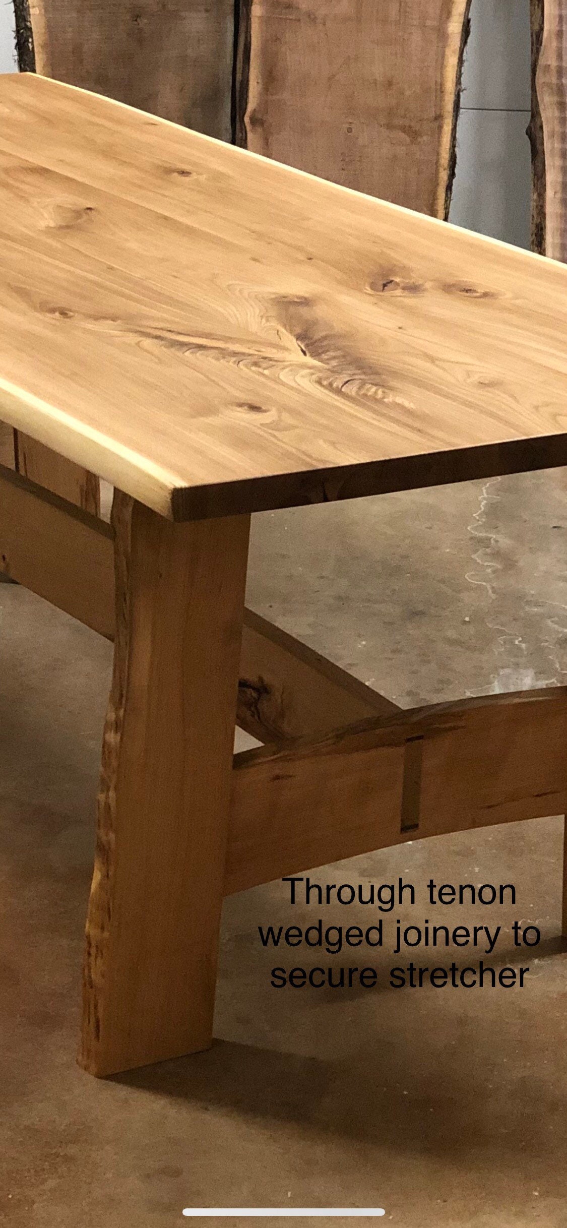 Dutch Elm Live Edge Dining Table With Steel Trapezoid Legs or a Rustic ...