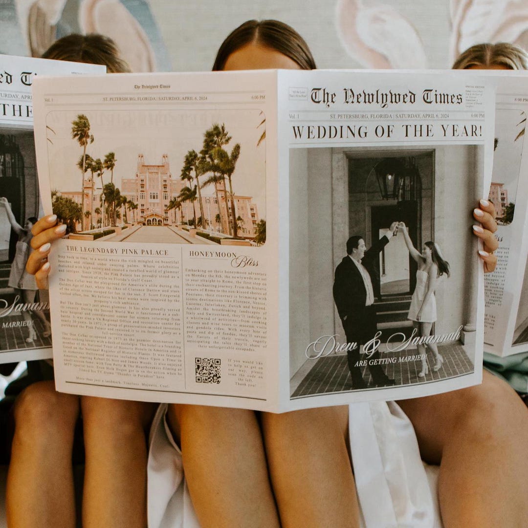 4 Page Wedding Newspaper Canva Template, Editable Wedding Newspaper ...