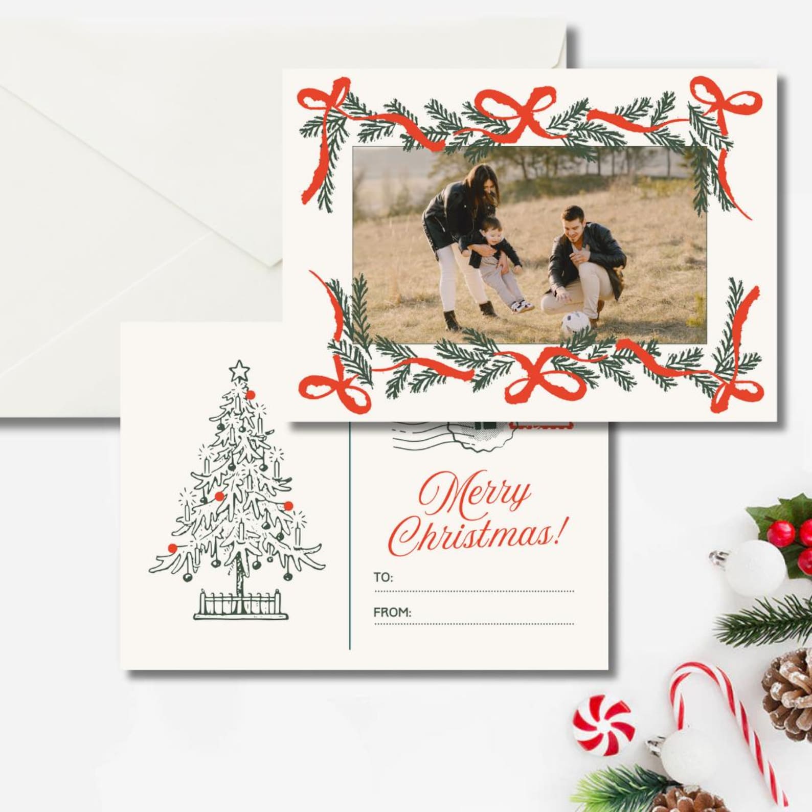 5x7 Holiday Card Canva Template Family Photo Christmas Card New Years ...