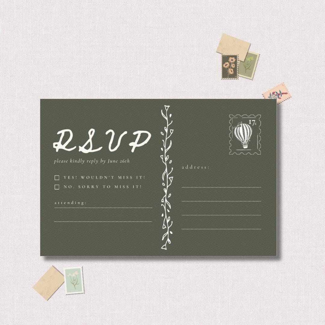 Customizable Digital RSVP Card Template | Editable Canva Wedding RSVP ...