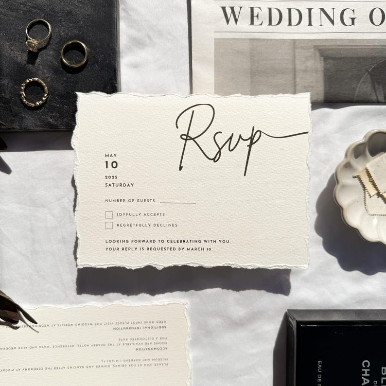 Luxe B&W Wedding RSVP Template | Minimalist RSVP Card | Instant ...