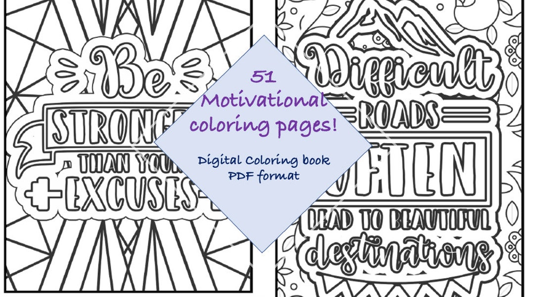 Motivational Coloring Pages - Etsy