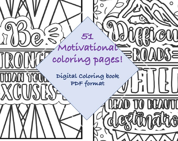 10 Motivational Coloring Pages . - Etsy Canada