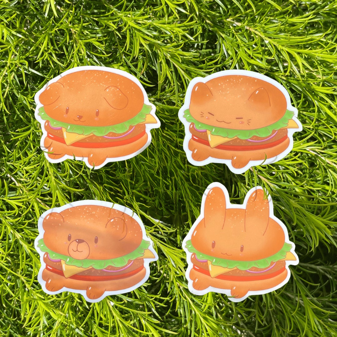 Animal Burger Glossy Sticker Set/animal Sticker/food Sticker - Etsy