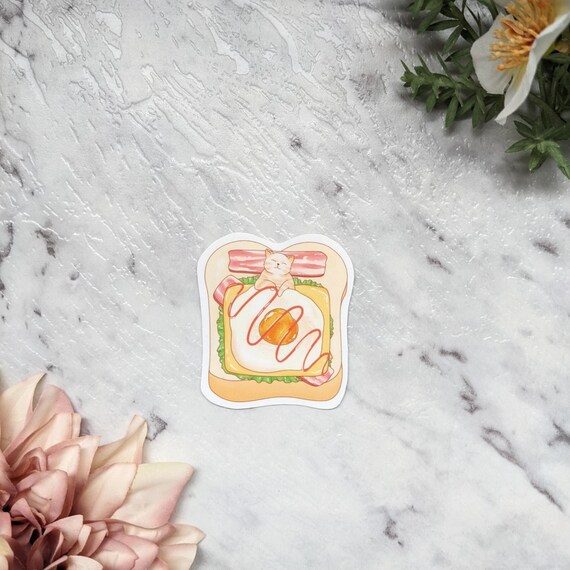 Cat Toast Glossy Sticker/cute Sticker/cat Sticker/food Sticker - Etsy