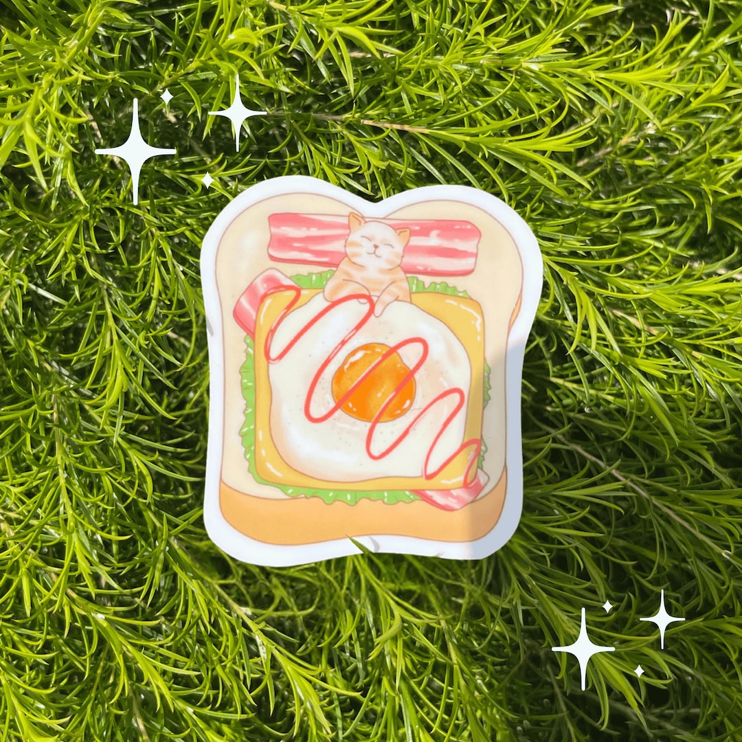 Cat Toast Glossy Sticker/cute Sticker/cat Sticker/food Sticker - Etsy
