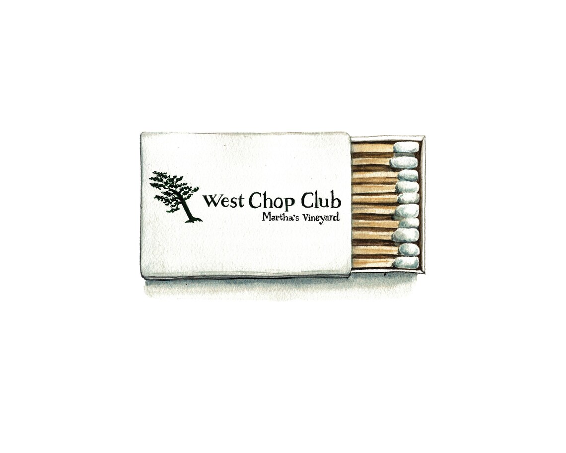 West Chop Club Martha's Vineyard Watercolor Matchbook Print, Matchbox ...