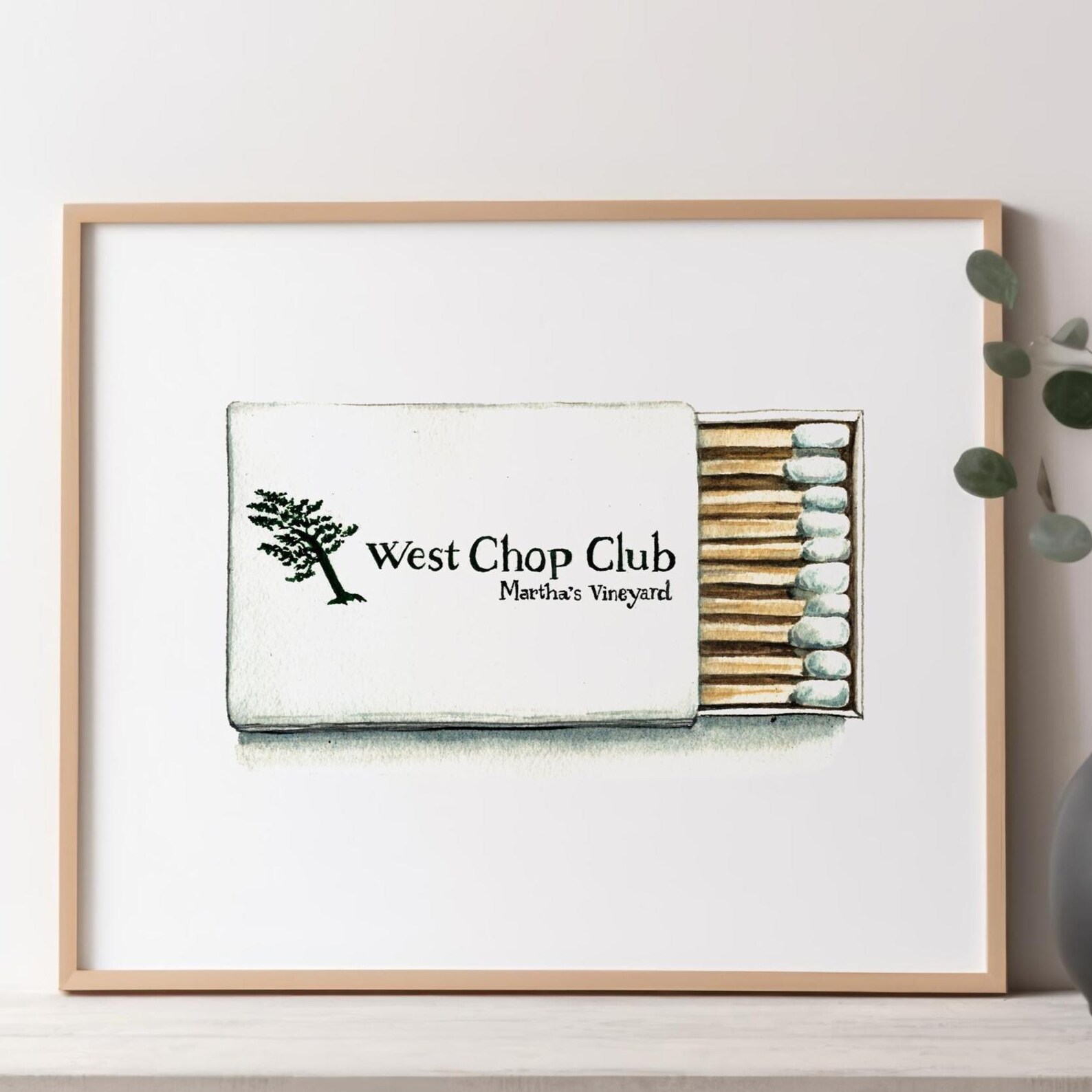 West Chop Club Martha's Vineyard Watercolor Matchbook Print, Matchbox ...
