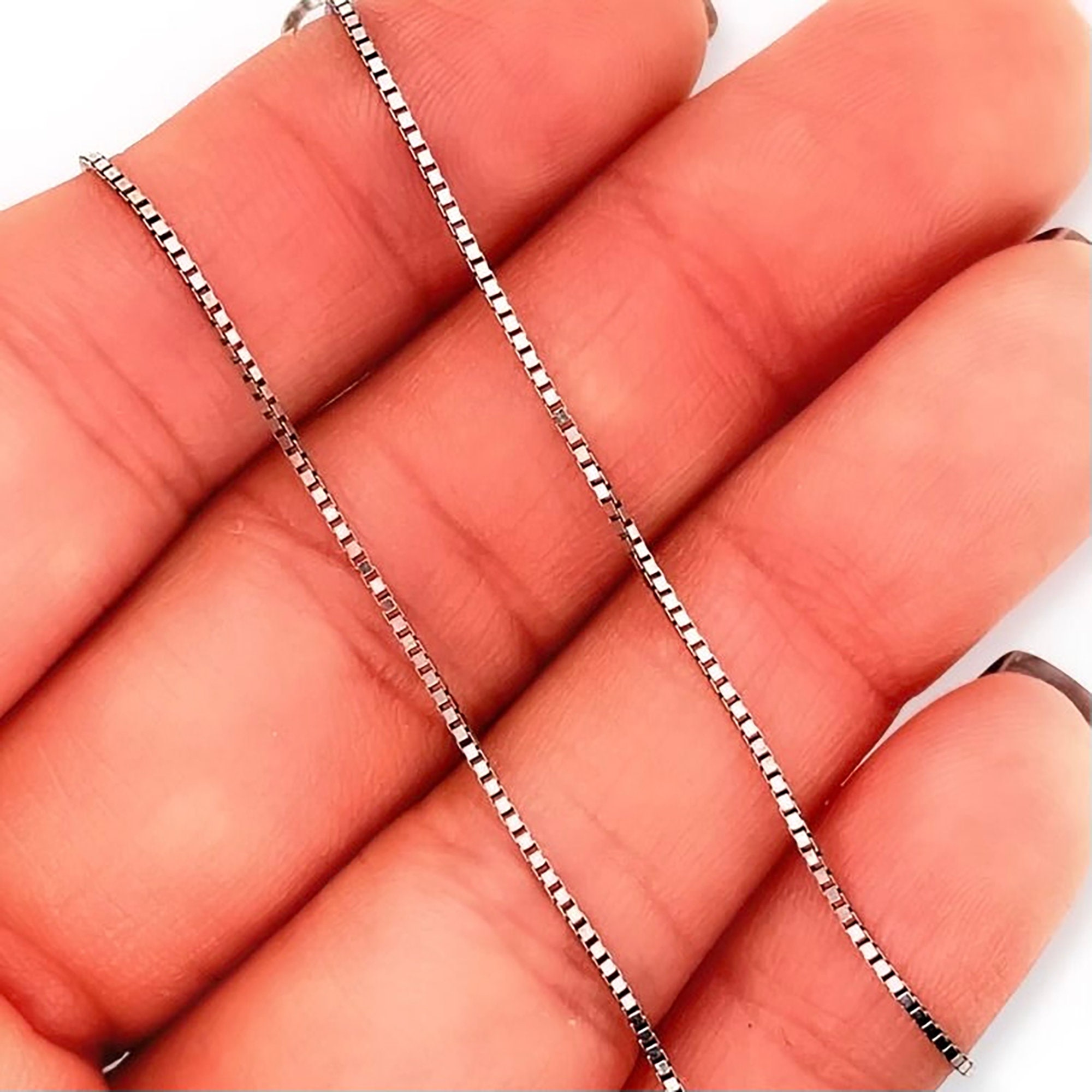 Vintage 14k White Gold 16-inch Box Chain Necklace Wardrobe Staple, Neck ...