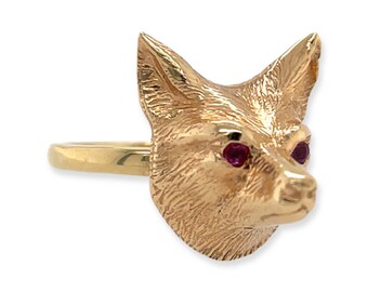 14k Gold Fox Ring | Etsy