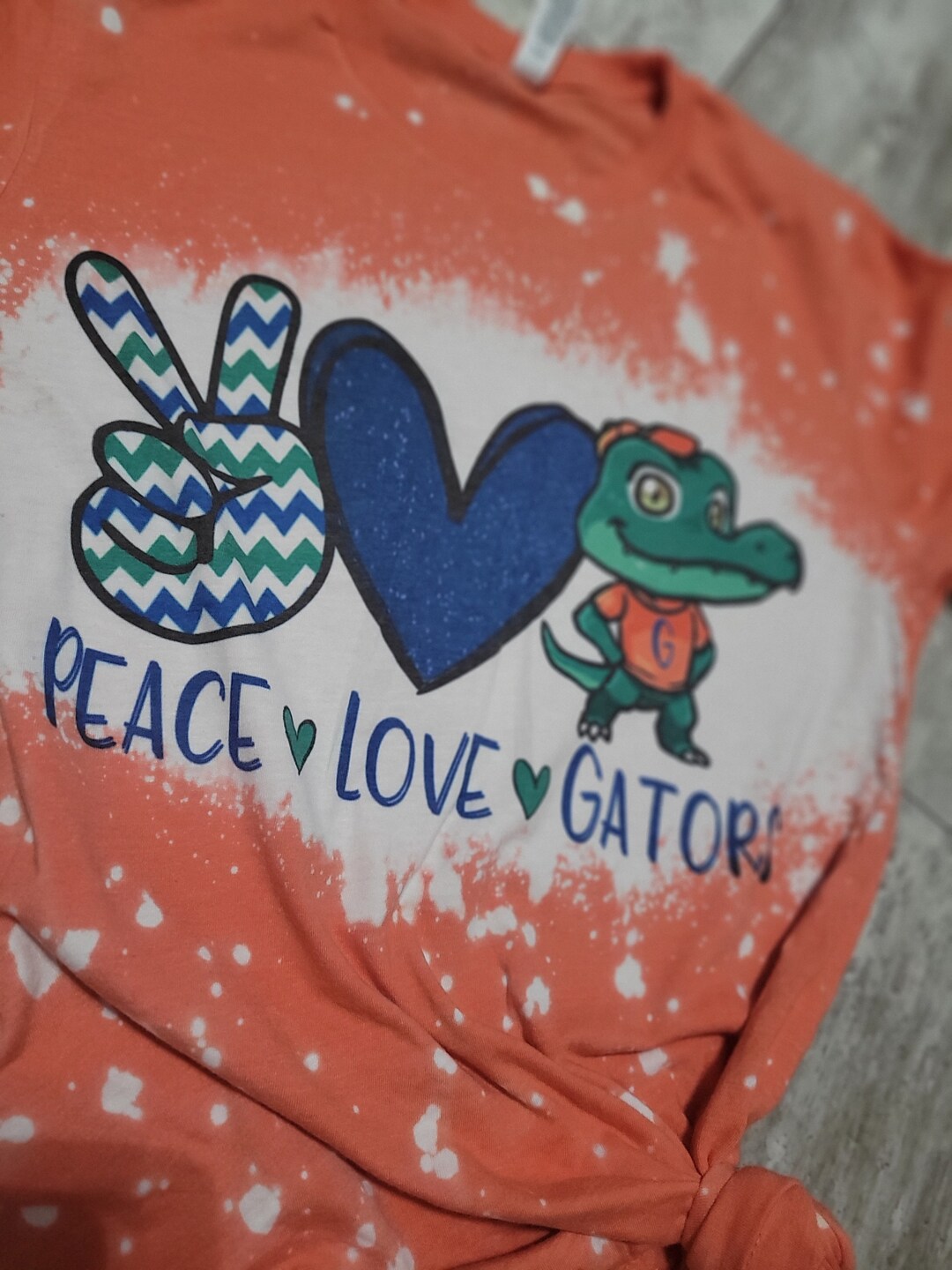 Peace Love Gators Bleached Tee Green/blue - Etsy