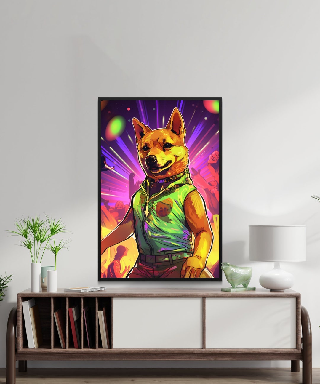Doge Meme Colorful Dog Digital Art Print, Vibrant Doge Club ...