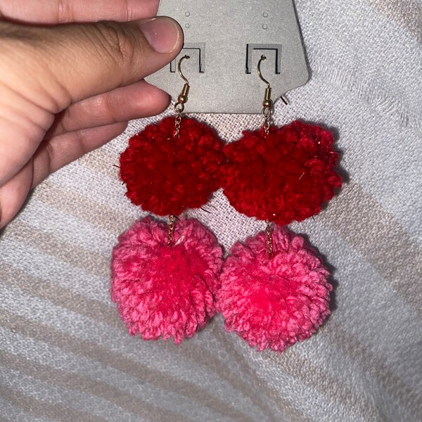 Pom Pom Earrings - Etsy