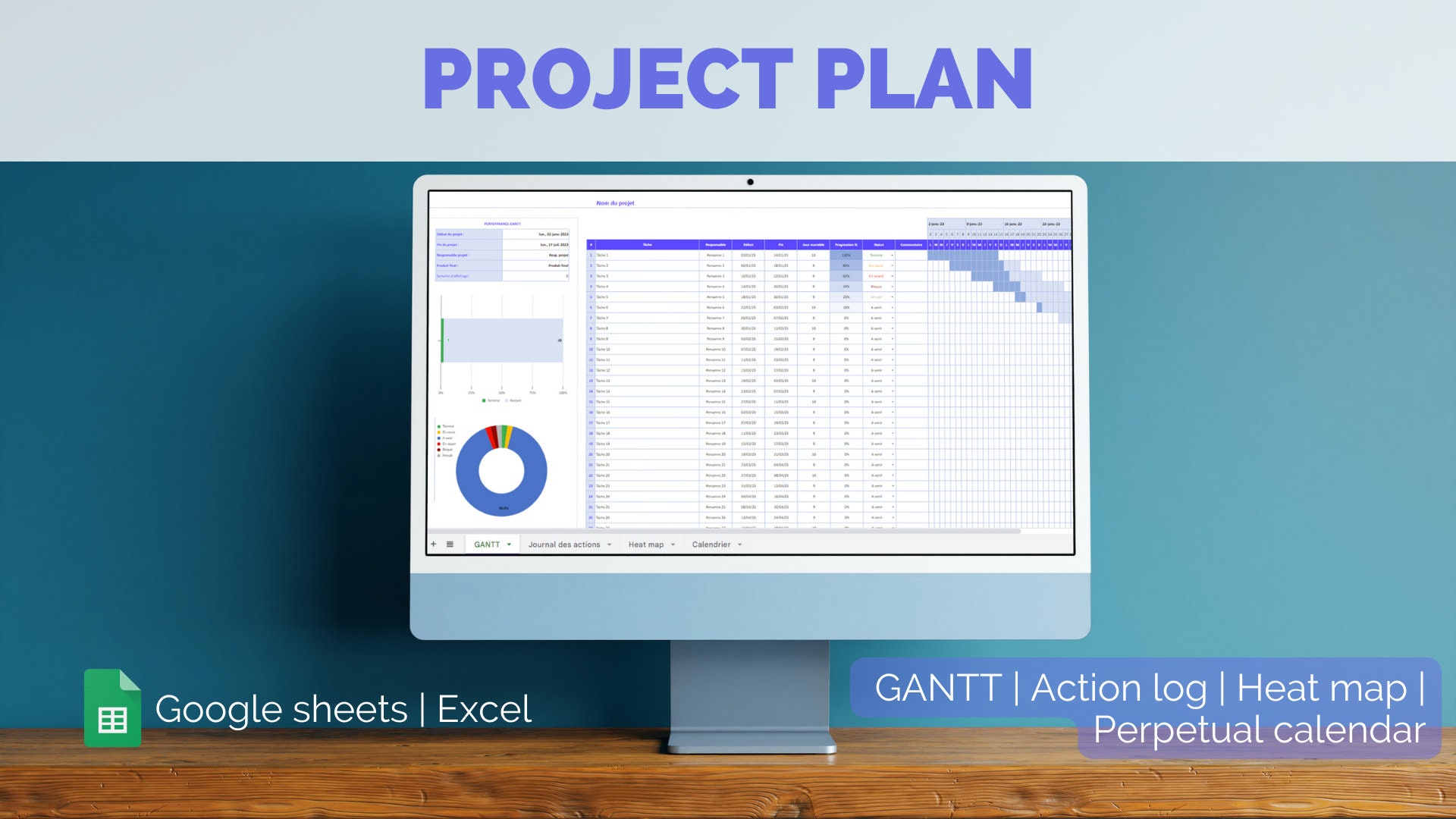Project Plan | GANTT Chart | Digital | Template | Excel | Google Sheets ...