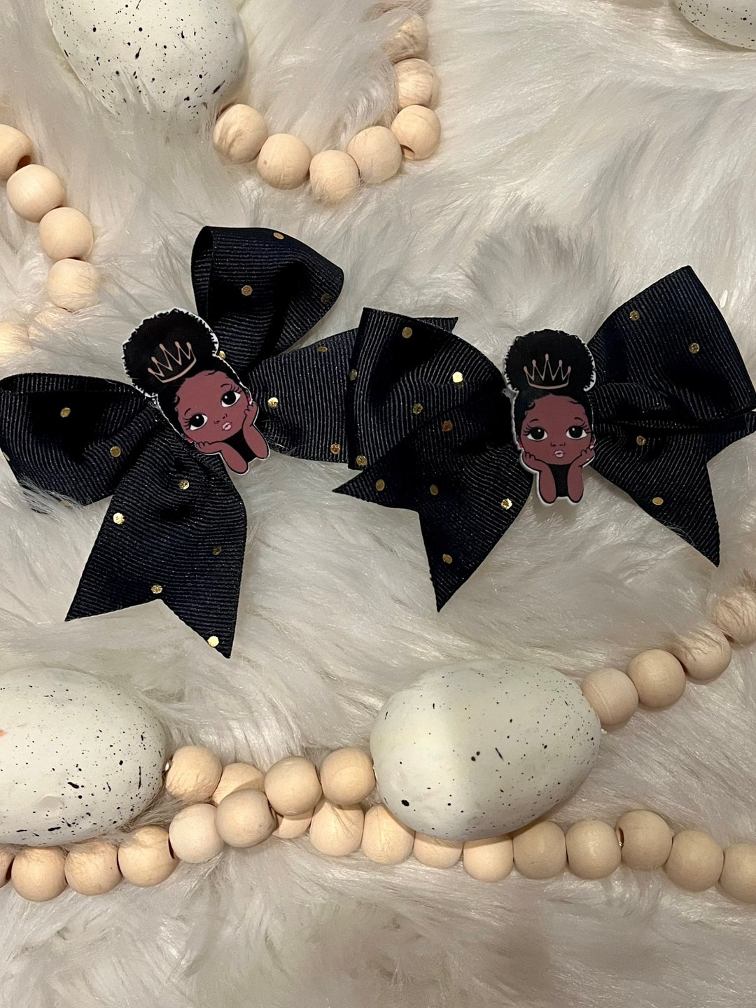 Black Girl Princess Hair Bows Peek-a-boo Hair Bows Ebony Princess Hair ...