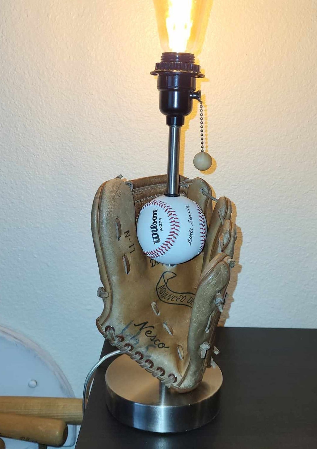 Vintage Youth Leather Baseball Glove and Wilson Ball Table Top Lamp - Etsy