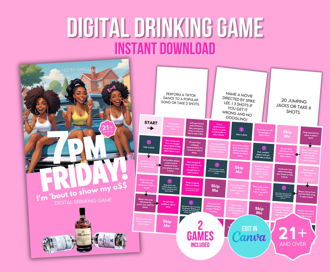 7 PM Friday Drinking Game, Digtial Board Game, Digital Drinking Game ...