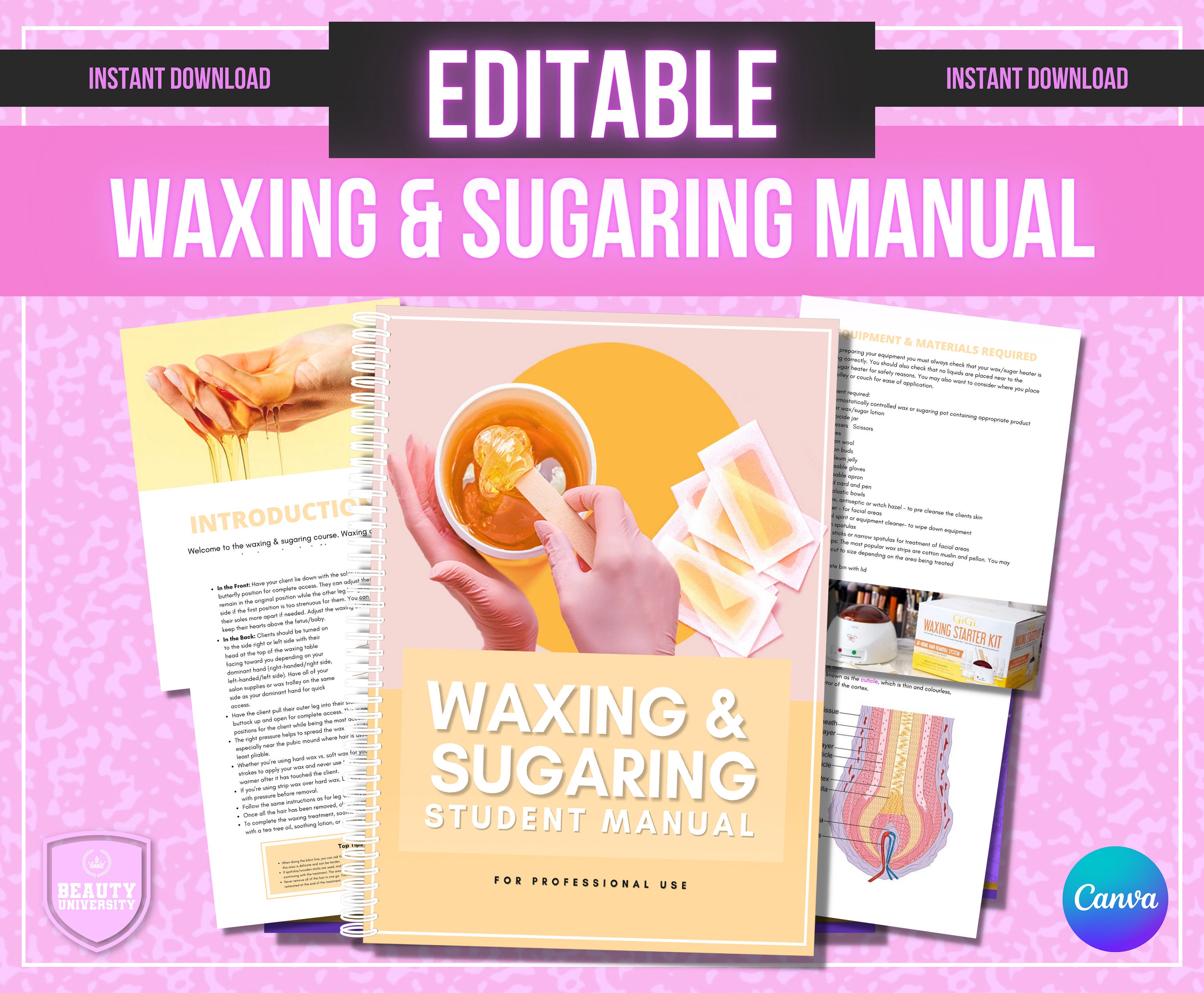Editable Wax Manual, Sugaring Manual, Sugaring Training, Wax and Sugar ...