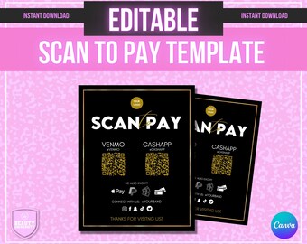 Printable Payment Sign, Scan to Pay Template, Scan to Pay Sign, QR Code ...