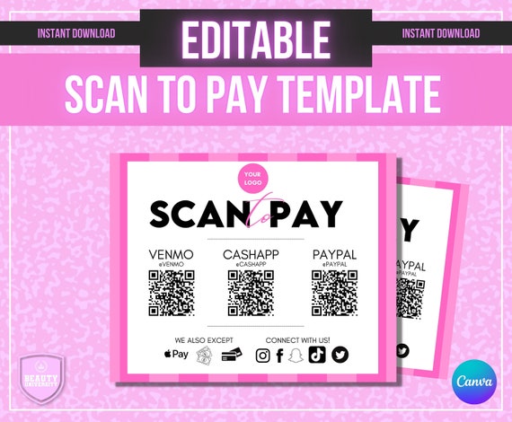 Printable Payment Sign Scan to Pay Template Scan to Pay | Etsy