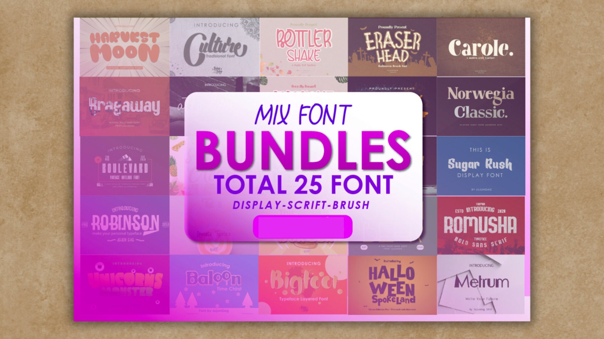 Mix Fonts Bundle procreate Prints Vintage Canva Fonts Cricut Silhouette ...